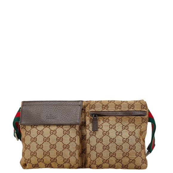 Gucci | Bags | Gucci Gg Body Bag Waist Beige Brown Leather | Poshmark
